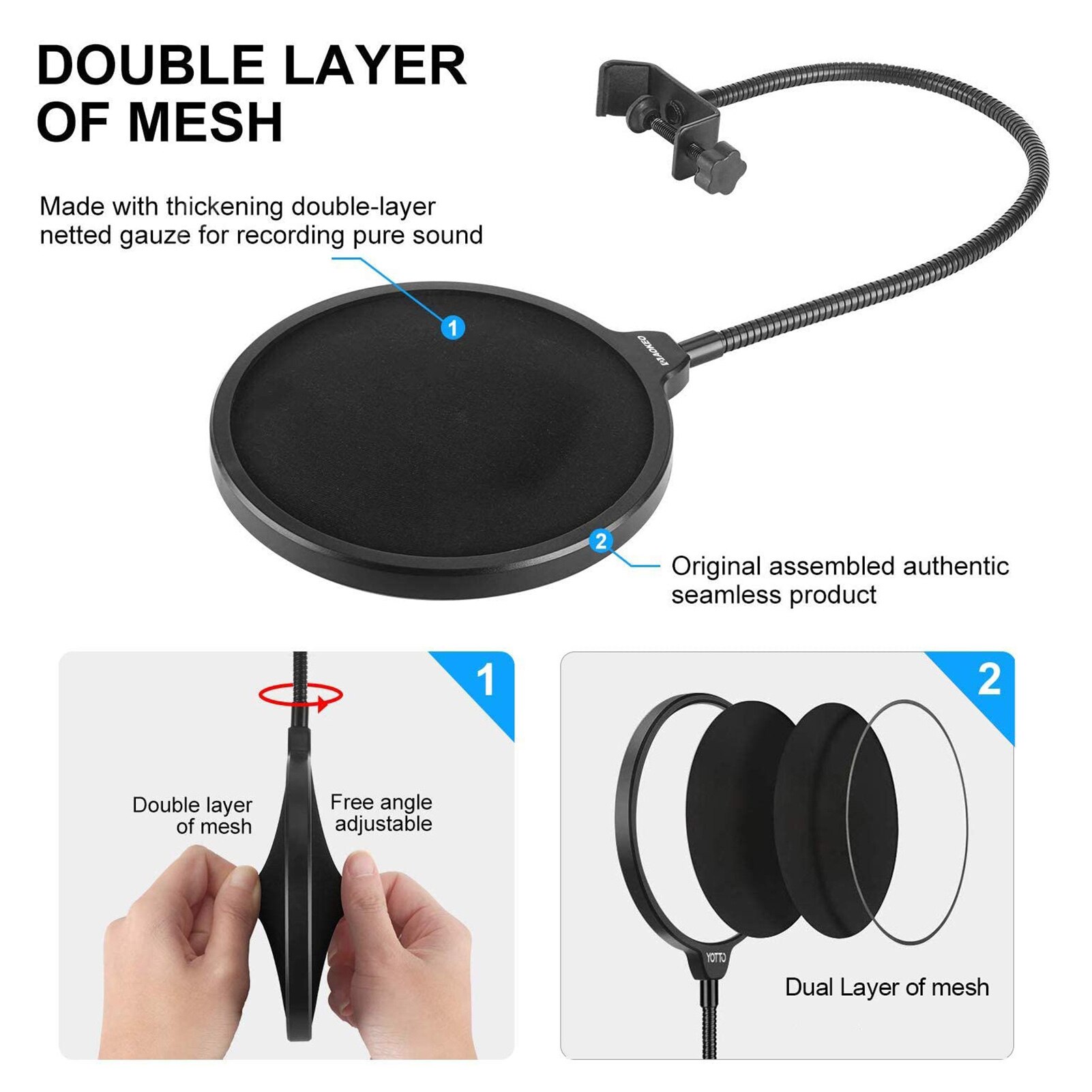 Microphone Pop Filter Swivel with Double Layer Sou... – Grandado