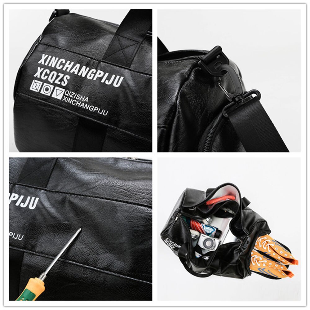 Men Gym Bag Leather Sports Bags Dry Wet Separation... – Grandado