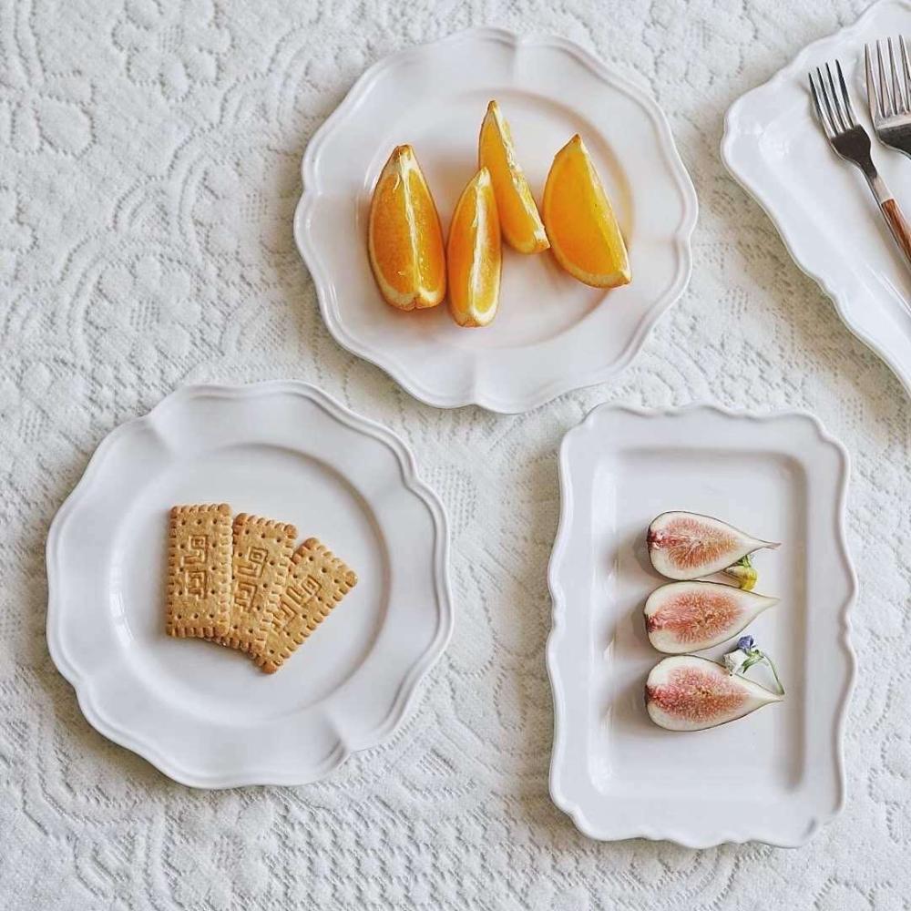 French Western white ceramic plate embossing patte... – Vicedeal