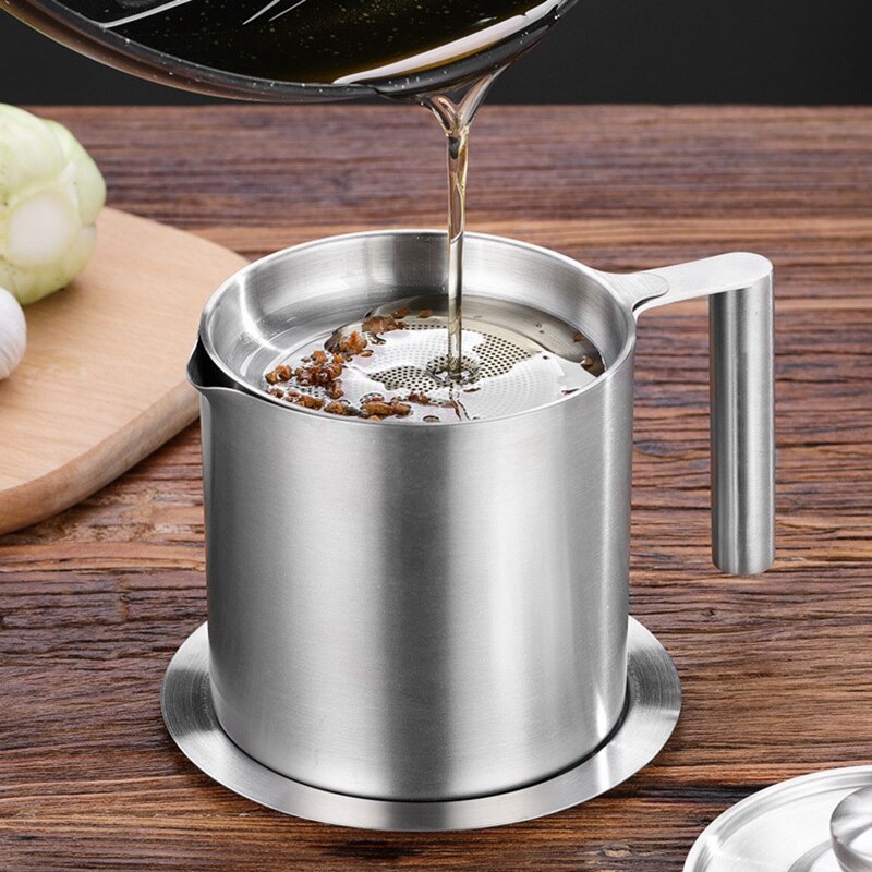 Stainless Steel Oil Filter Pot with Lid Filter Ant... – Grandado