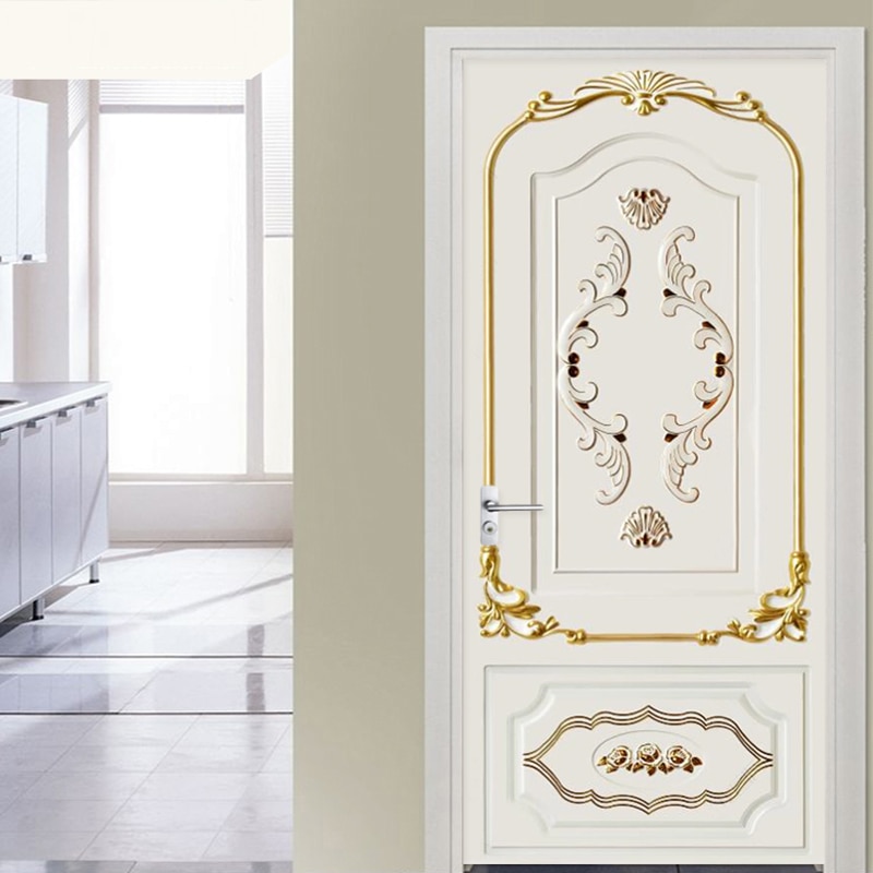 PVC Door Sticker Modern 3D Golden European Style P... – Grandado