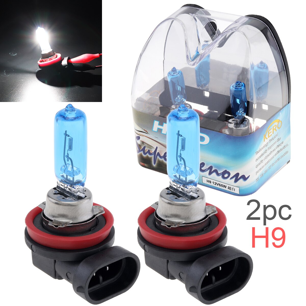 2Pcs 12V H9 65W 6000K Weiß Licht Super Helle Auto ... – Vicedeal