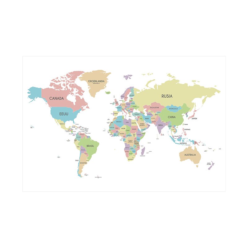 90x60cm Spanish Map of The World Canvas Painting P... – Grandado