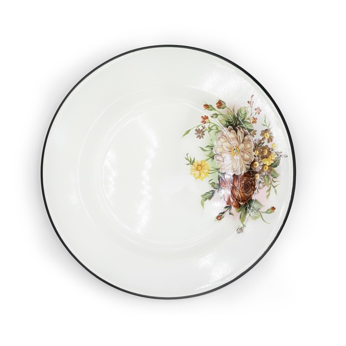 European flower thickened porcelain enamel plate f... – Grandado