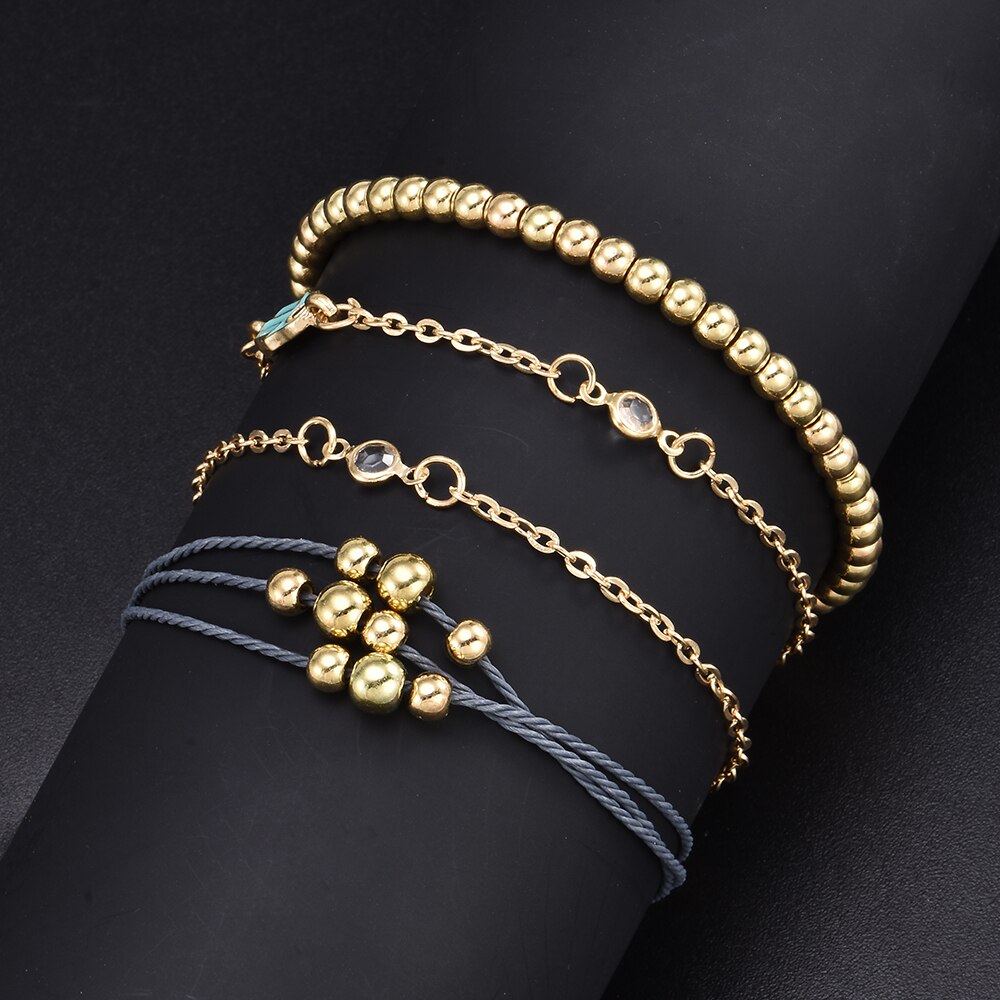 4PCS/Set Bohemia Bracelet Women Crystal Adjustable... – Grandado
