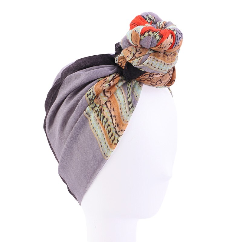 Women Bali Yarn Printing Long Turban Knotted Ball ... – Grandado