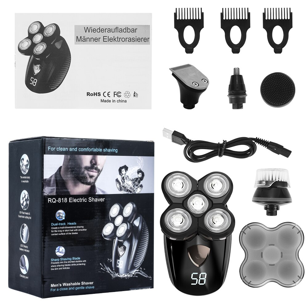 5 IN1 4D Electric Hair Trimmer Shaver Men Bald Hea... – Grandado