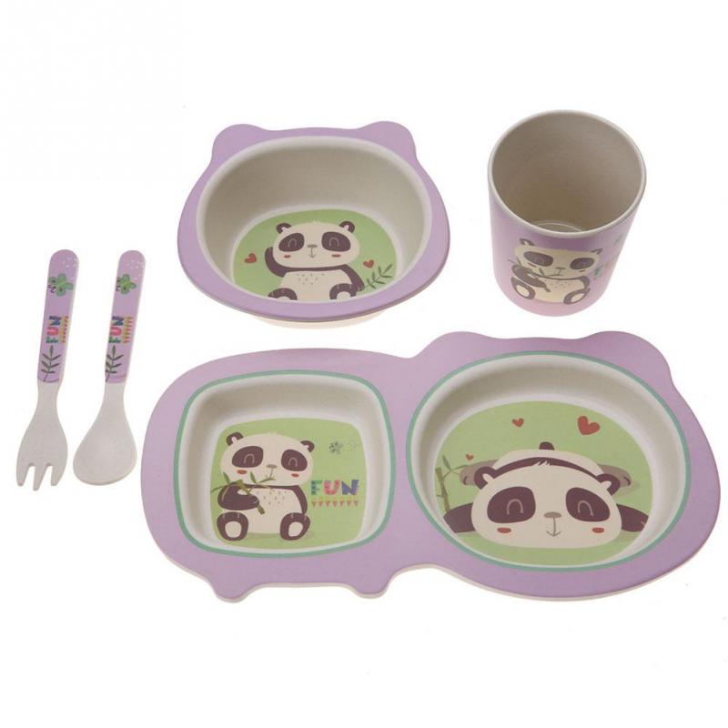 5 Stks/set Babyvoeding Servies Set Bamboevezel Car... – Grandado
