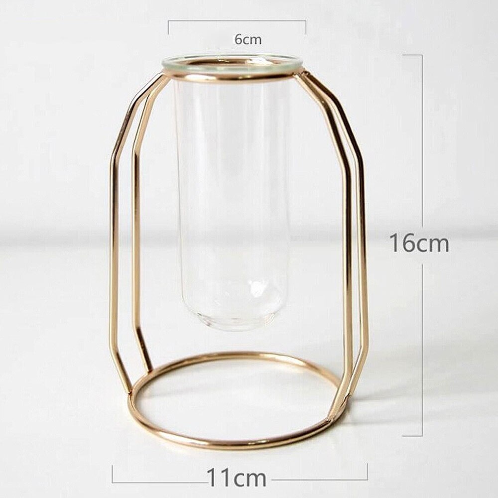 1Set Nordic Style Glass Iron Art Vase Rose Gold Ge... – Vicedeal
