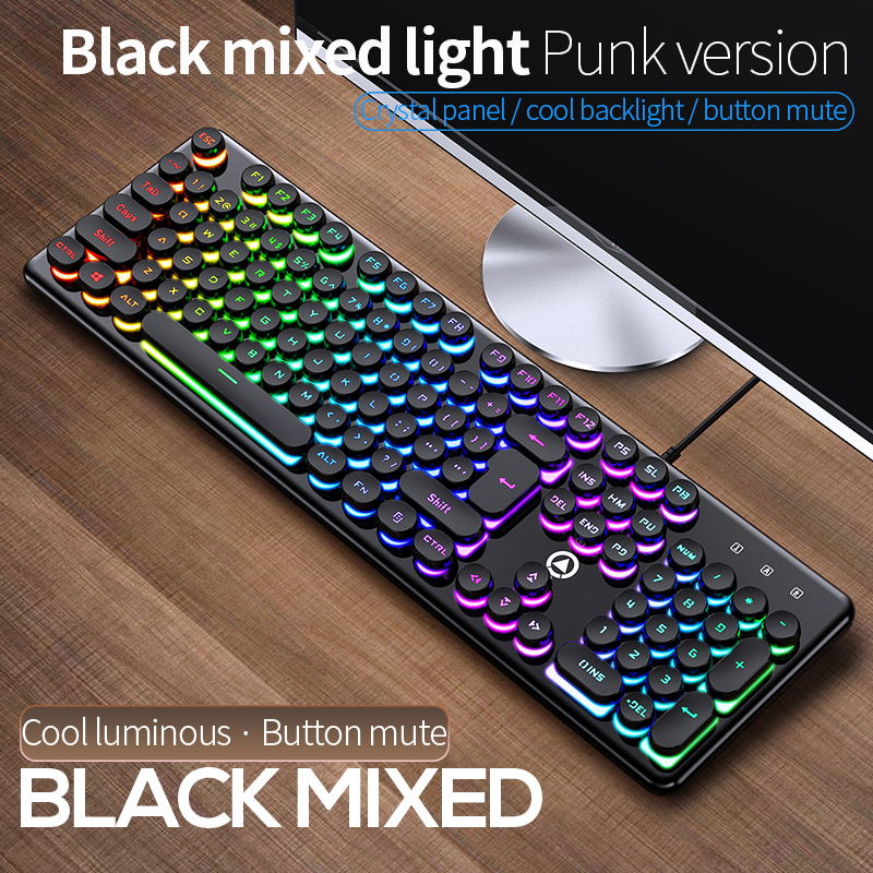 Mechanical Feel USB Wired Gaming Keyboard Retro Pu... – Grandado