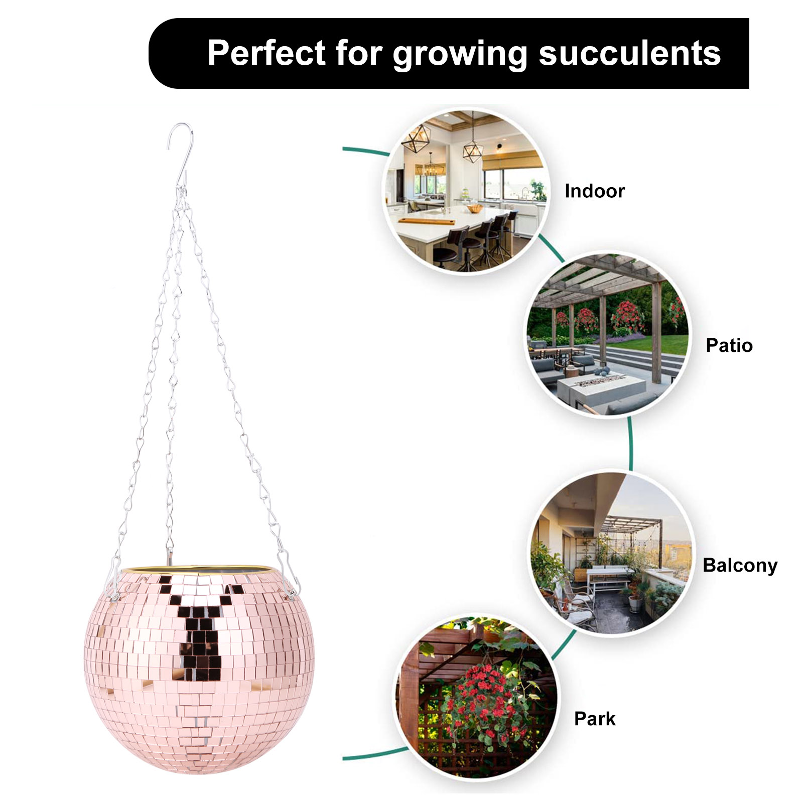 Mirror Hemisphere Flowerpot Hanging Basket Basketb... – Grandado