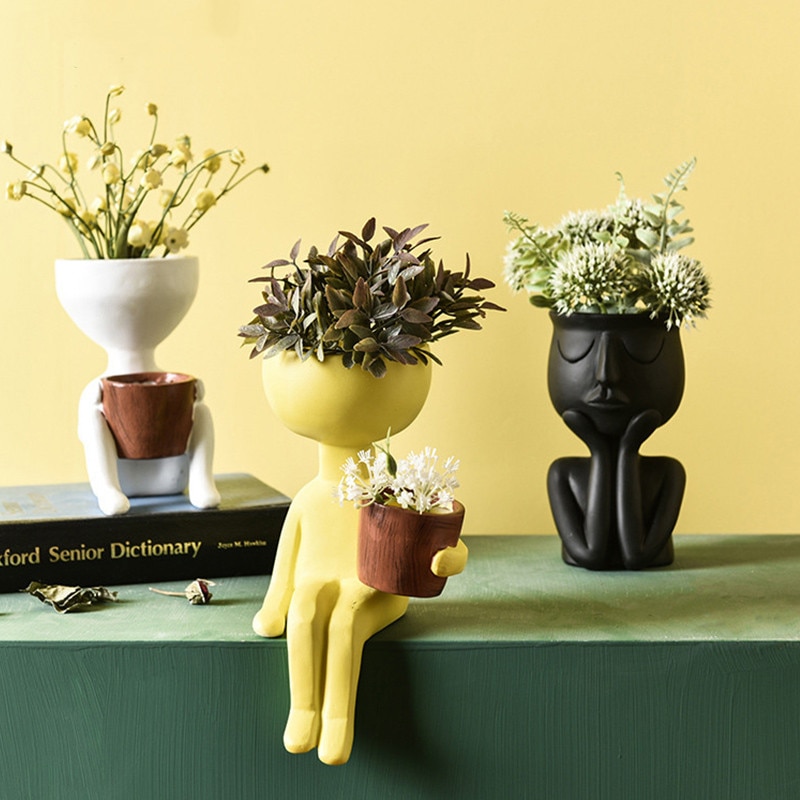 Character Portrait Flower Pot Desktop Vase Resin S... – Vicedeal