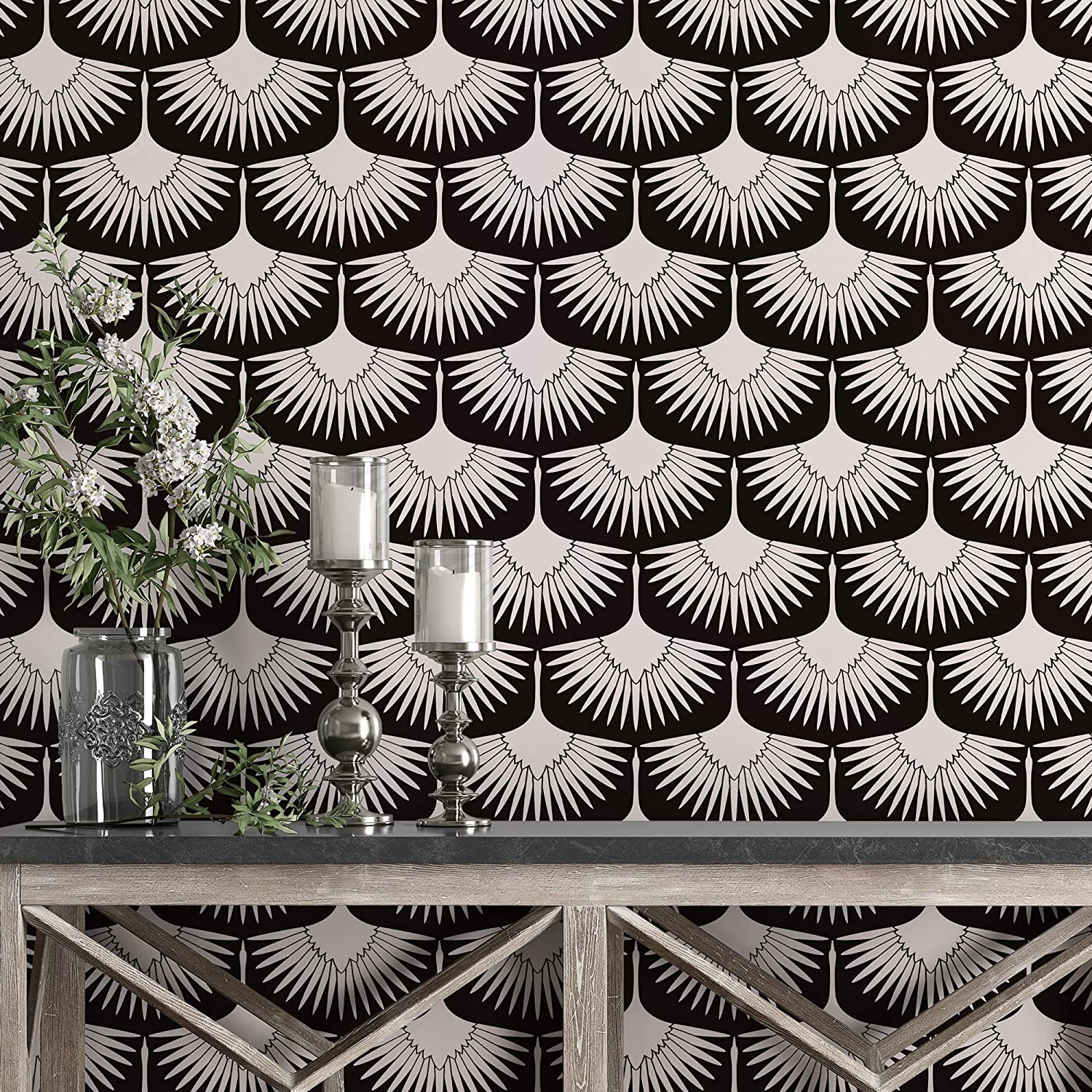 Reusable Durable Art Deco Cranes Pattern Wall Sten... – Grandado