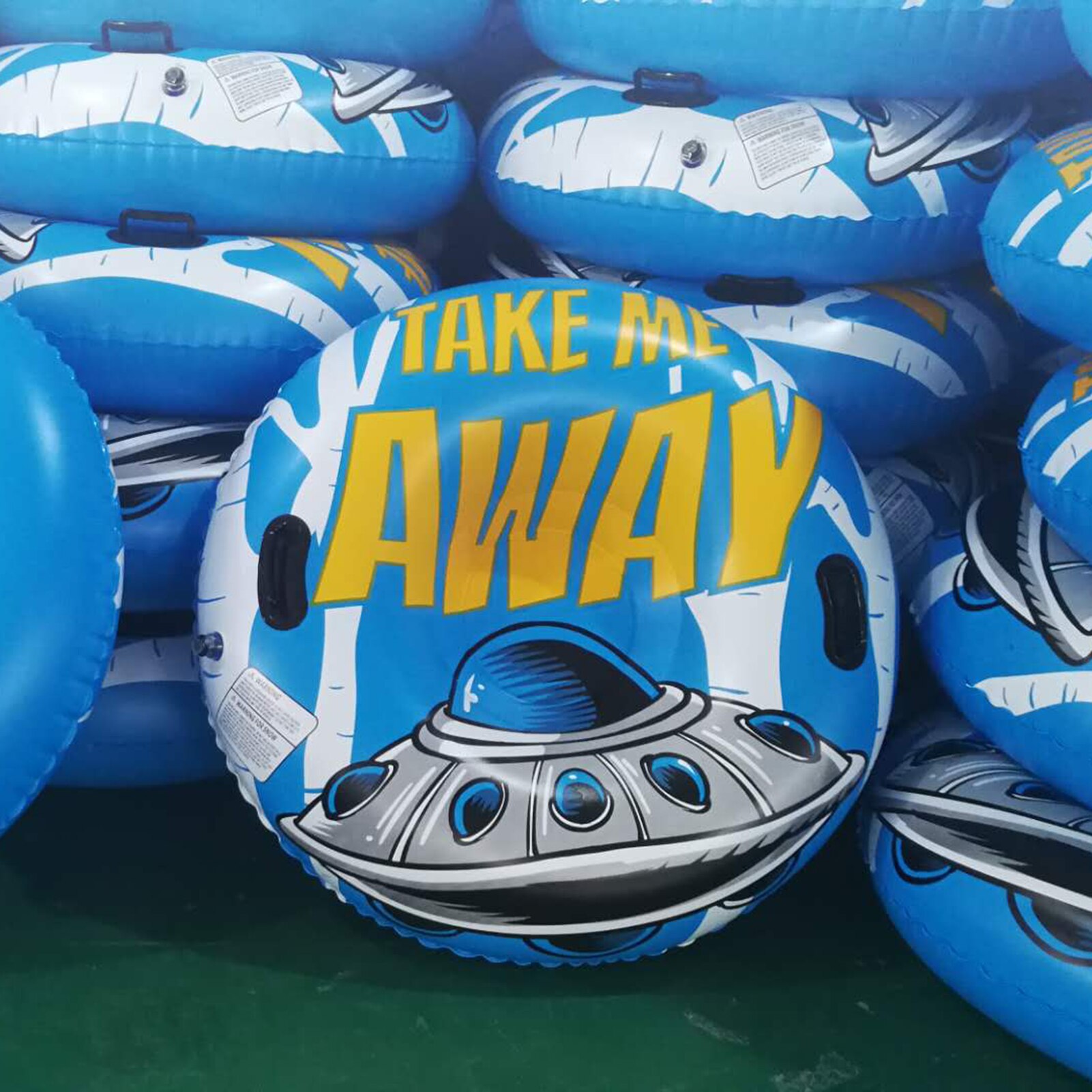 Kids PVC UFO inflatable snow sled tube slide adult... – Grandado