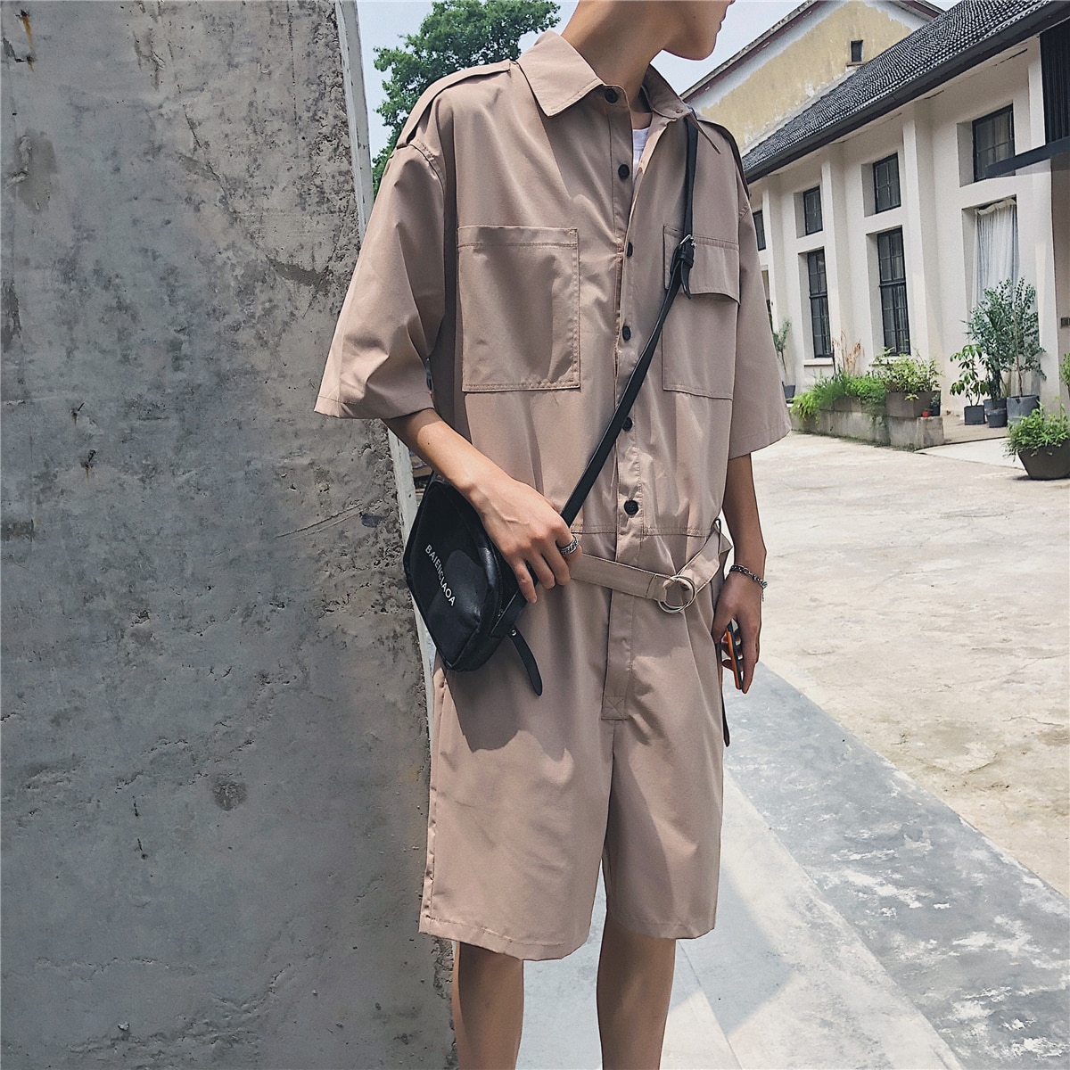 Summer hip hop Short Sleeve Rompers Male Loose Too... – Grandado