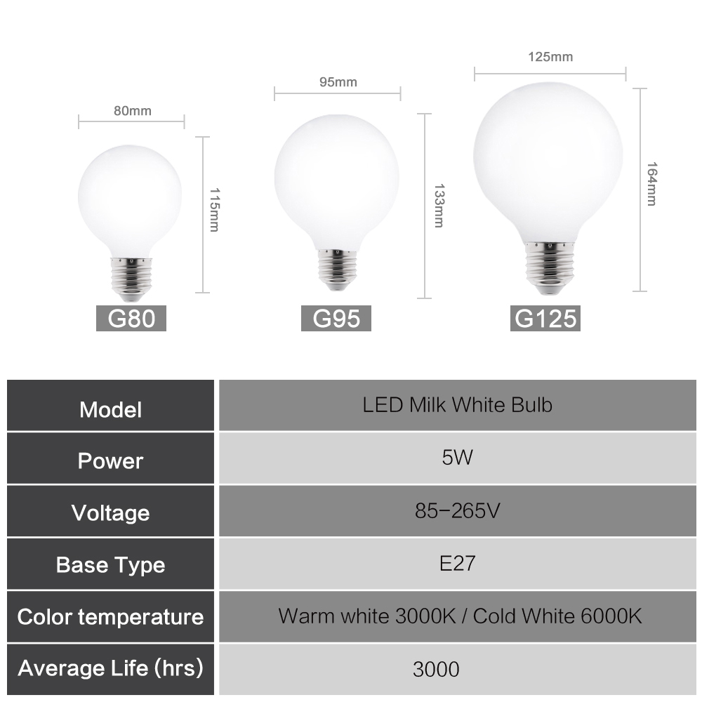 Big LED Bulb E27 110V 220V G80 G95 G125 Energy Sav... – Grandado