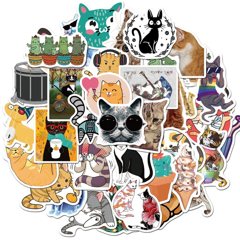 50 Pcs Cute Cats Animal Graffiti Sticker Mixed Sty... – Vicedeal
