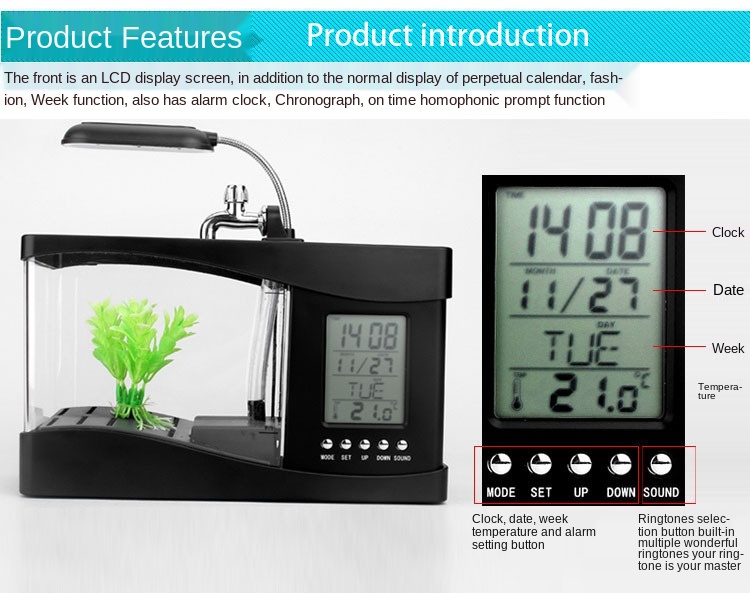Mini Desktop Aquarium Aquarium Mini Horloge Aquari... – Vicedeal
