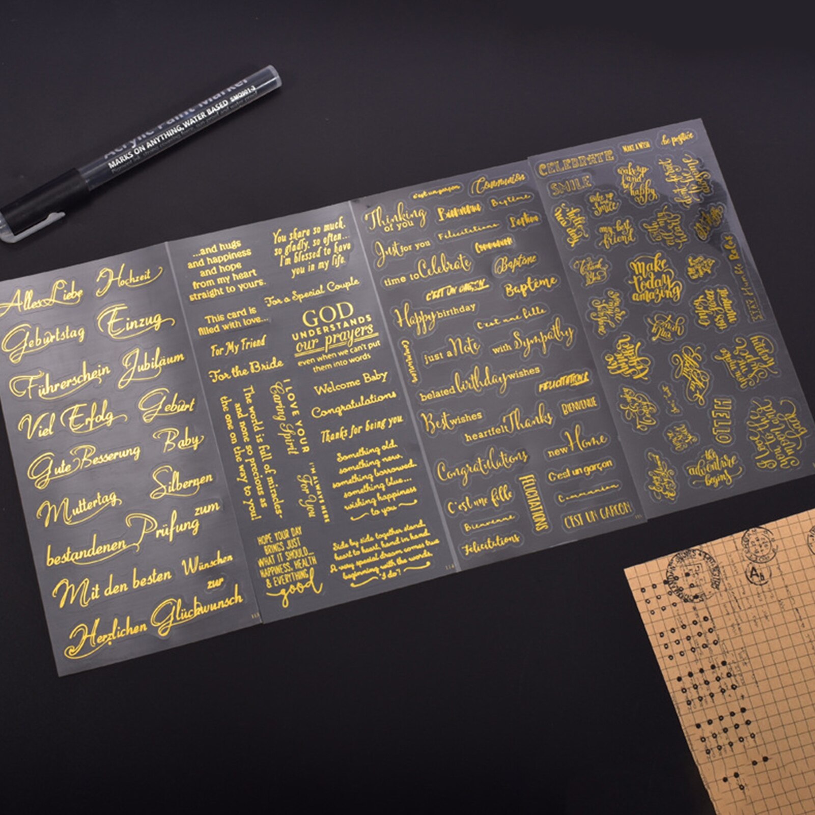 4Pcs Phrases Blessing Words DIY Sticker Transparen... – Vicedeal