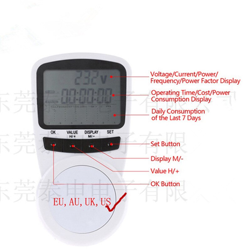 US Plug Digital Voltage Power Analyzer Monitor Tes... – Grandado