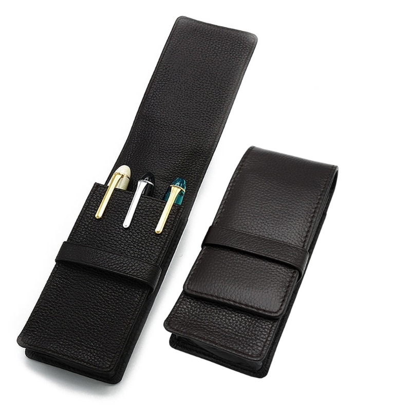 Leather Fountain Pen Case for 3 Pens Pouch Separat... – Vicedeal