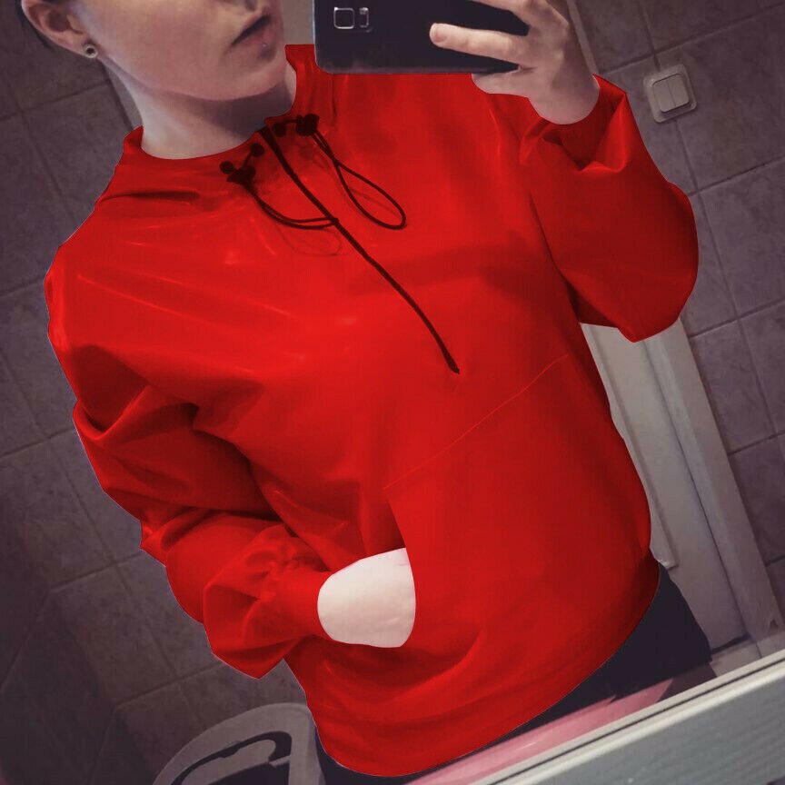 Latex Gummi Rubber Casual Pure Red Coat zipper Top... – Grandado