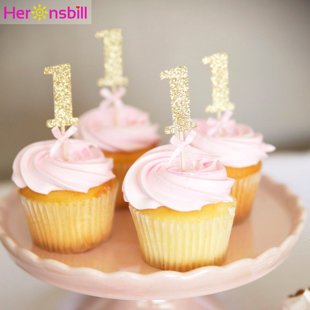 10pcs Glitter Papier 1 Cupcake Topper 1st Happy Bi... – Vicedeal