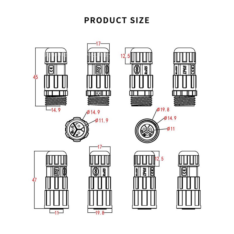 Conector impermeable M16 de 3 pines, Conector de c... – Grandado