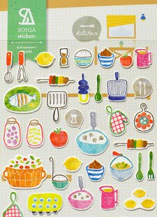 cartoon kitchen things paper scrapbooking sticker ... – Grandado