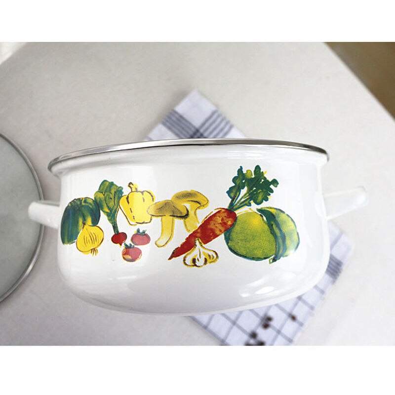 Enamel Soup Pot Flat Cooker 2-5L Thick Pot with Li... – Grandado