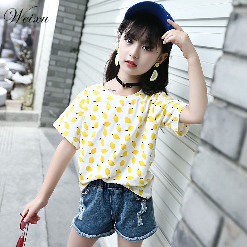 Kids Meisjes Zomer Tops Tees Kinderen Citroen Gedr... – Grandado
