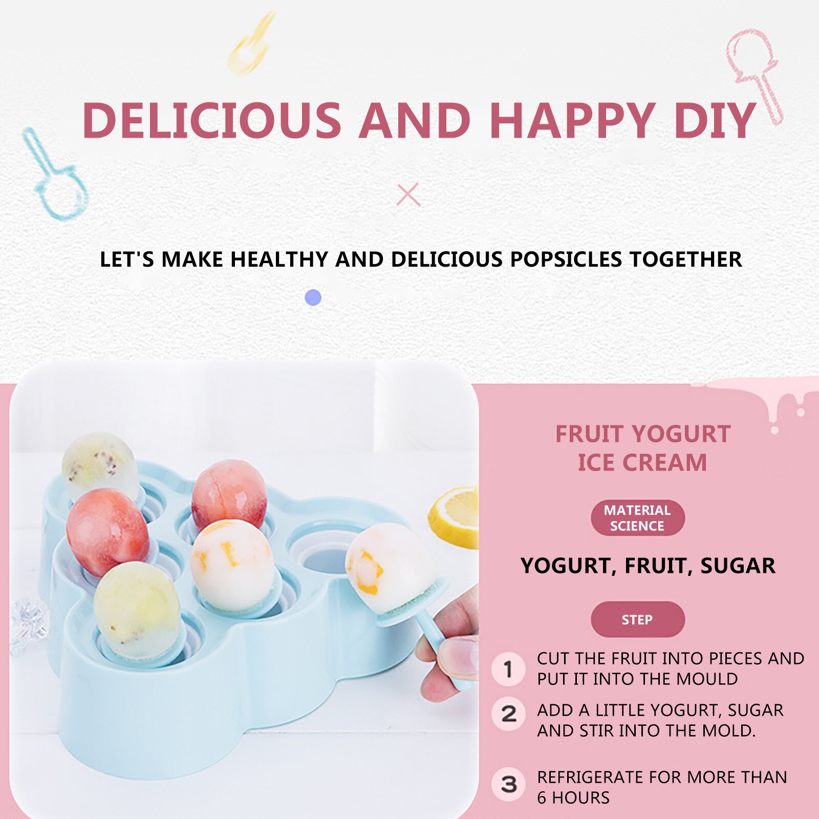 Ice Cream Tools Silicone Ice Cream Mold Ice Lolly ... – Vicedeal