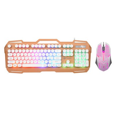 Mechanical Feel Wired Keyboard Mouse Sets Round Ke... – Vicedeal