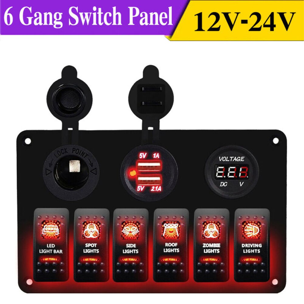 12V/24V 4 5 6 8 Gang LED Toggle Rocker Switch Pane... – Vicedeal