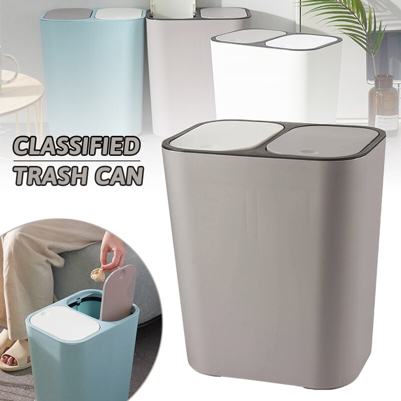 12 Liter Rectangle Dual Compartment Trash Can Push... – Grandado