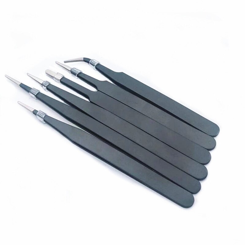 Zwart Pincet, Rvs Tip, Schuine Platte Tip, Elleboo... – Grandado