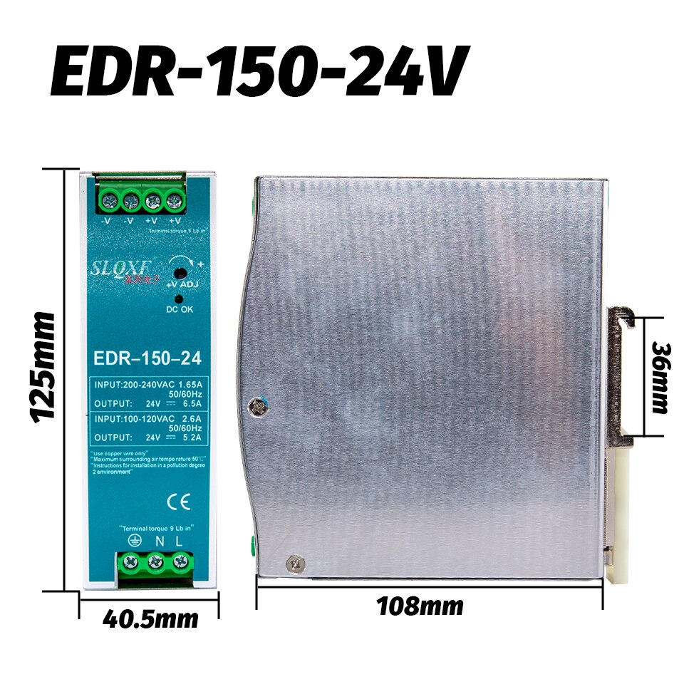 EDR-75 EDR-120 EDR-150 Single Output Din Rail Swit... – Vicedeal