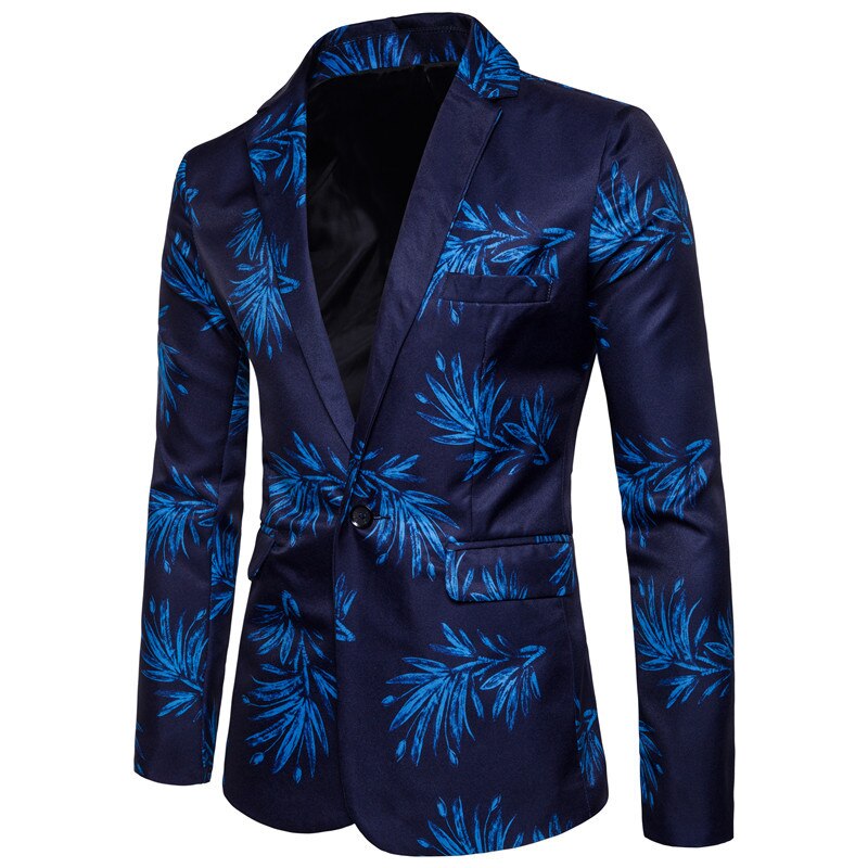 Man Red Blue Flower Male Print Blazer Suit Men Sli... – Vicedeal