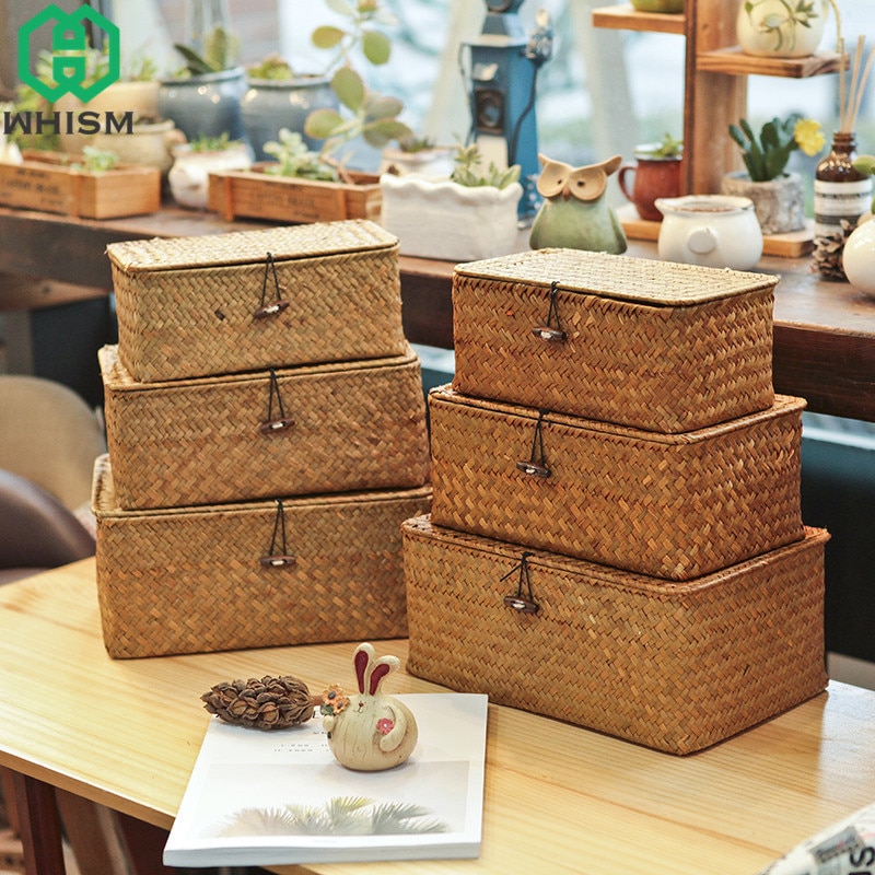 WHISM Handmade Straw Woven Storage Basket Rattan J... – Vicedeal