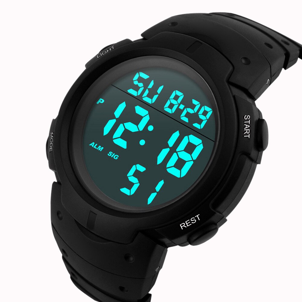 Men LED Watch Waterproof Sport Digital Watches Sil... – Grandado