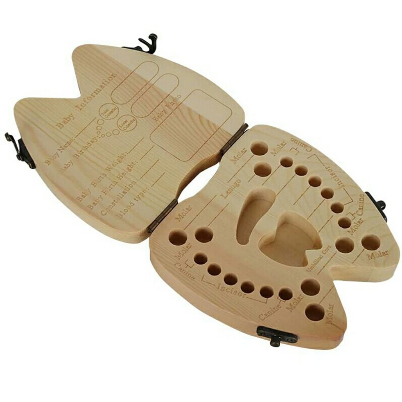 Baby Tooth Storage Box Wooden Milk Teeth Memory Or... – Vicedeal