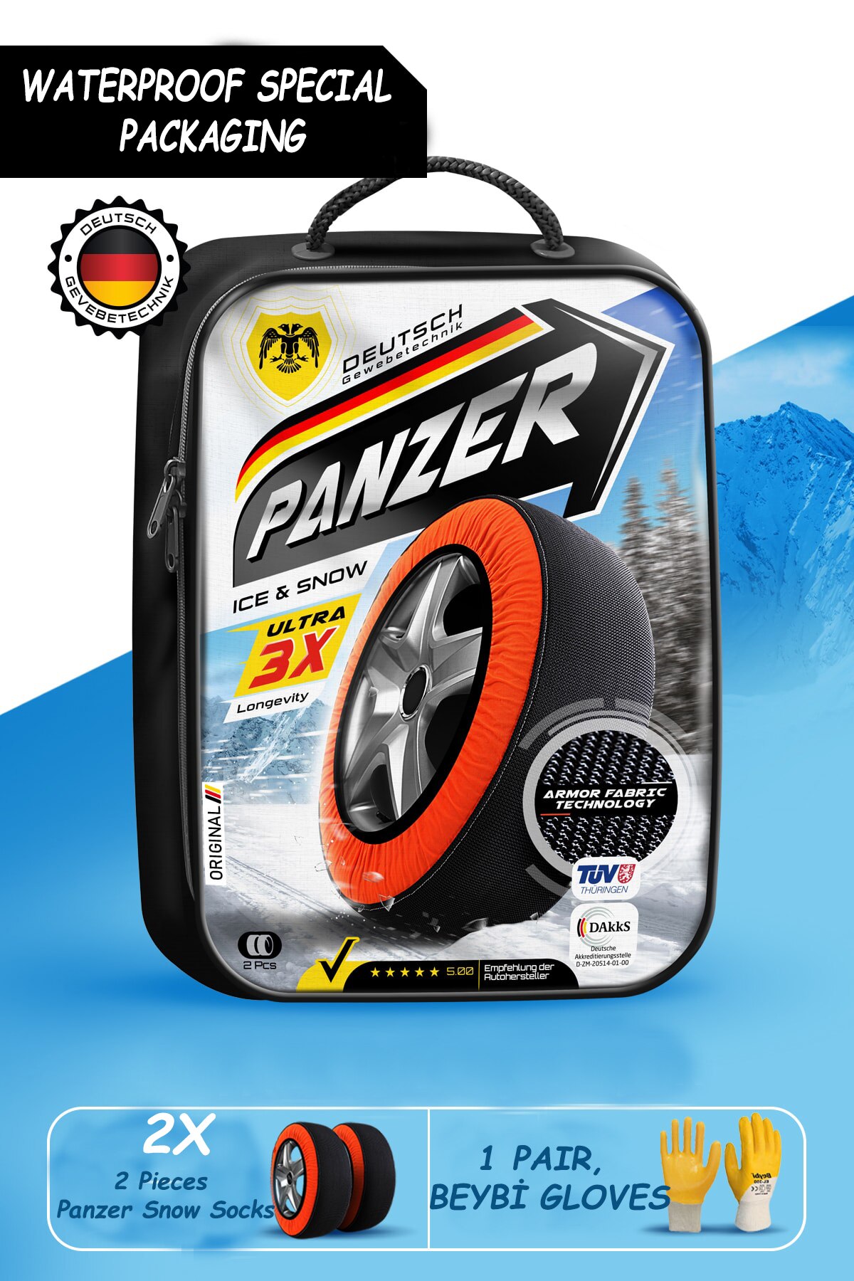 Panzer Snow Chain Stocking German TUV Certified Wh... – Vicedeal