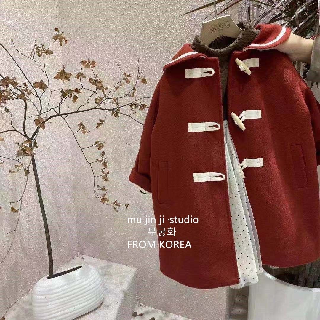 Hooded Winter Girls Woolen Coat Thick Warm Red Lon... – Vicedeal