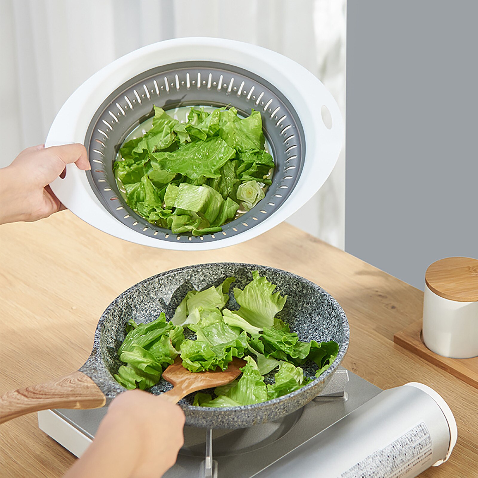 Kitchen Tools Collapsible Colander Strainer With P... – Grandado