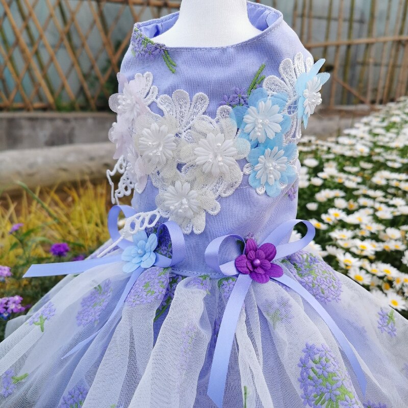Pet Dog Dress Satin Face Puppy Clothes Purple Lace... – Grandado