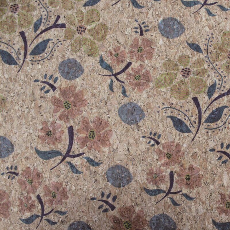 A4 Vintage Floral Printed Soft Cork Fabric DIY Pat... – Grandado