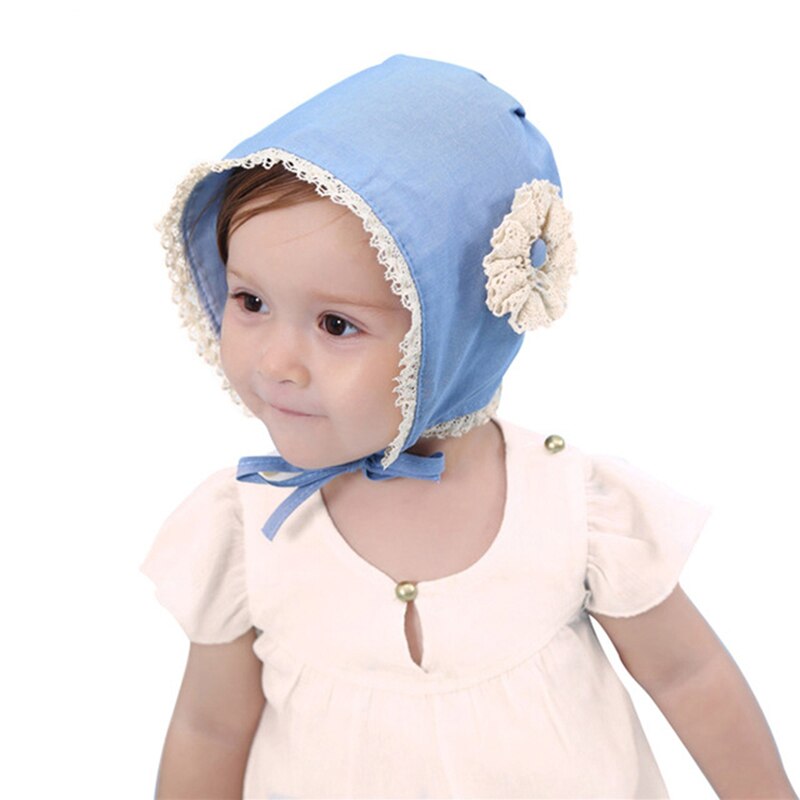 Korean Baby Girl Lace Flower Hat Denim Blue Baby B... – Grandado