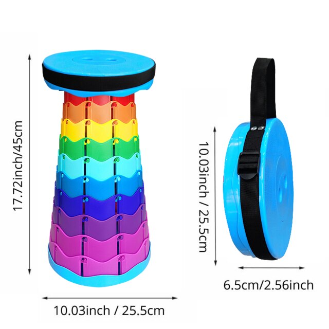 Rainbow colors Retractable Folding Stool for Campi... – Vicedeal