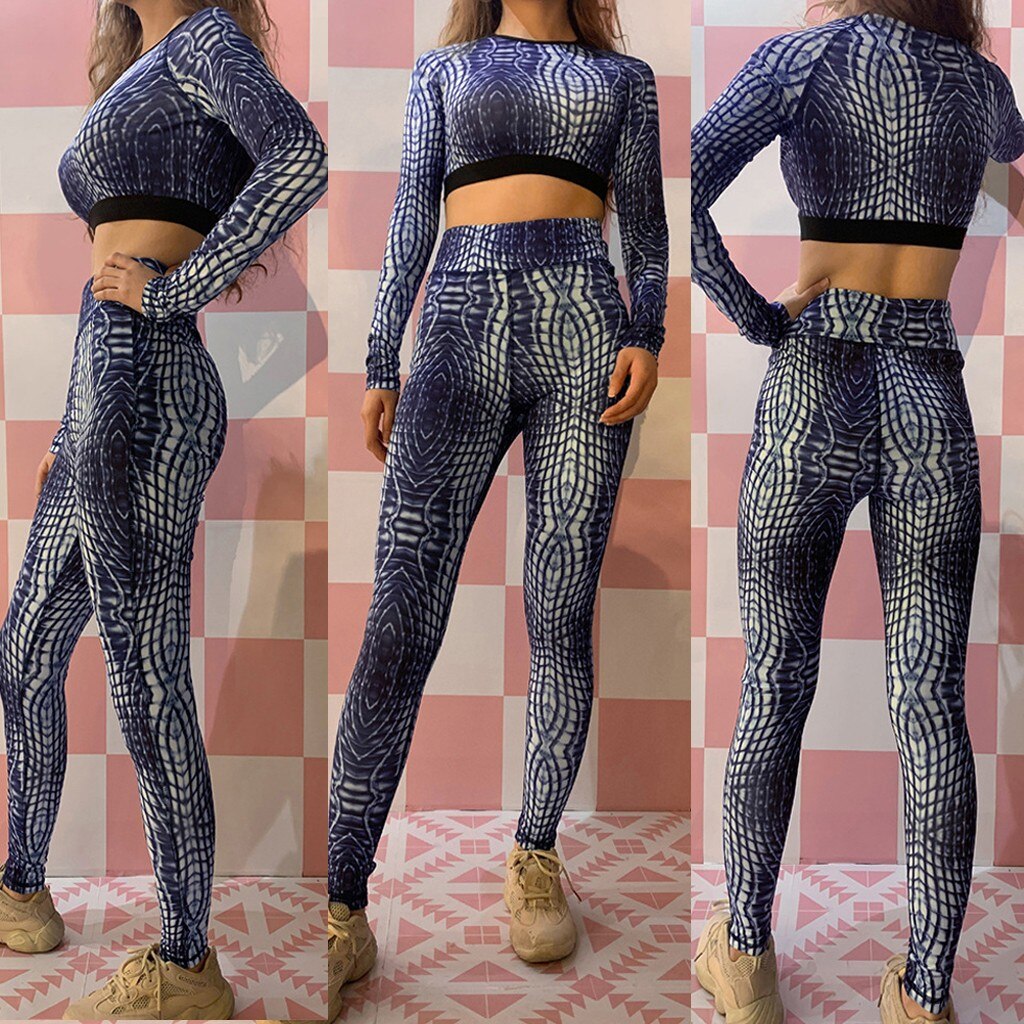 Women Sports Suit Snake Printed Long Sleeve Gym To... – Vicedeal