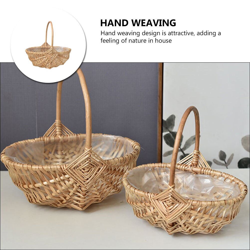 Decorative Flower Basket Portable Wicker Basket Fl... – Vicedeal